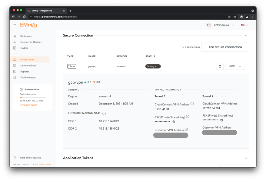 EMnify Cloud Connect Integration to GCP