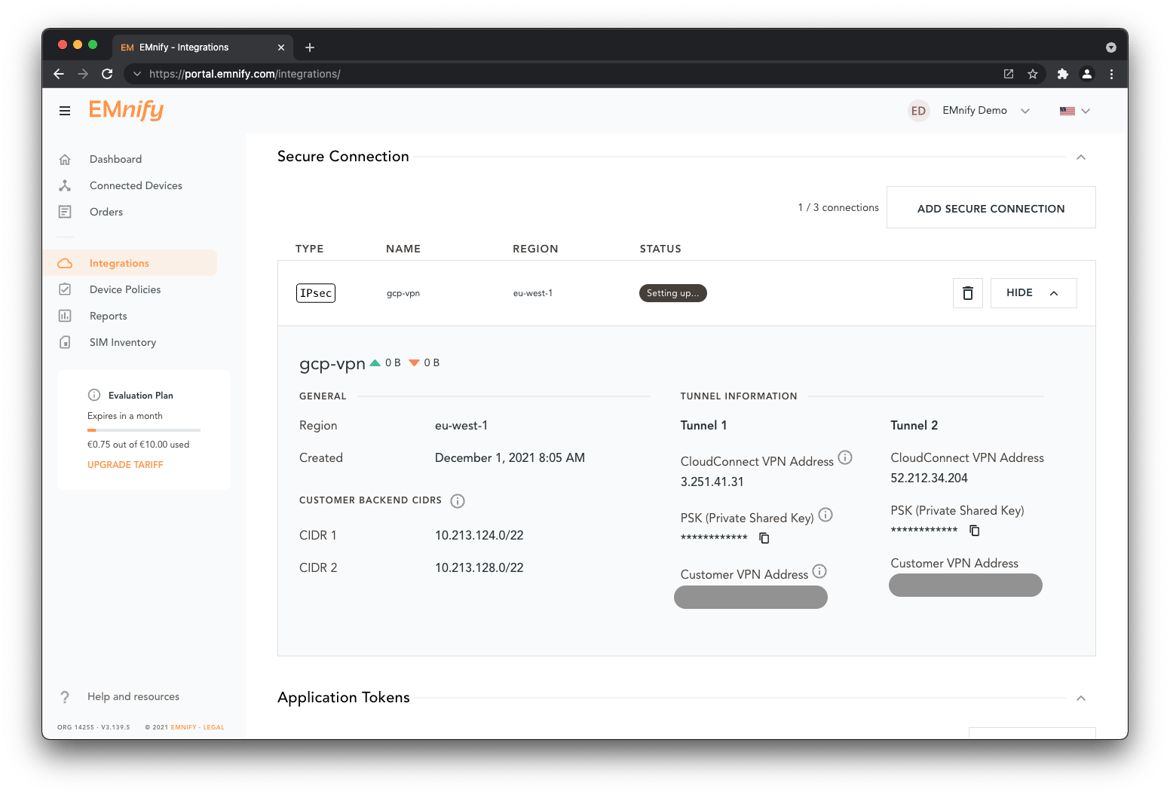 EMnify Cloud Connect Integration to GCP