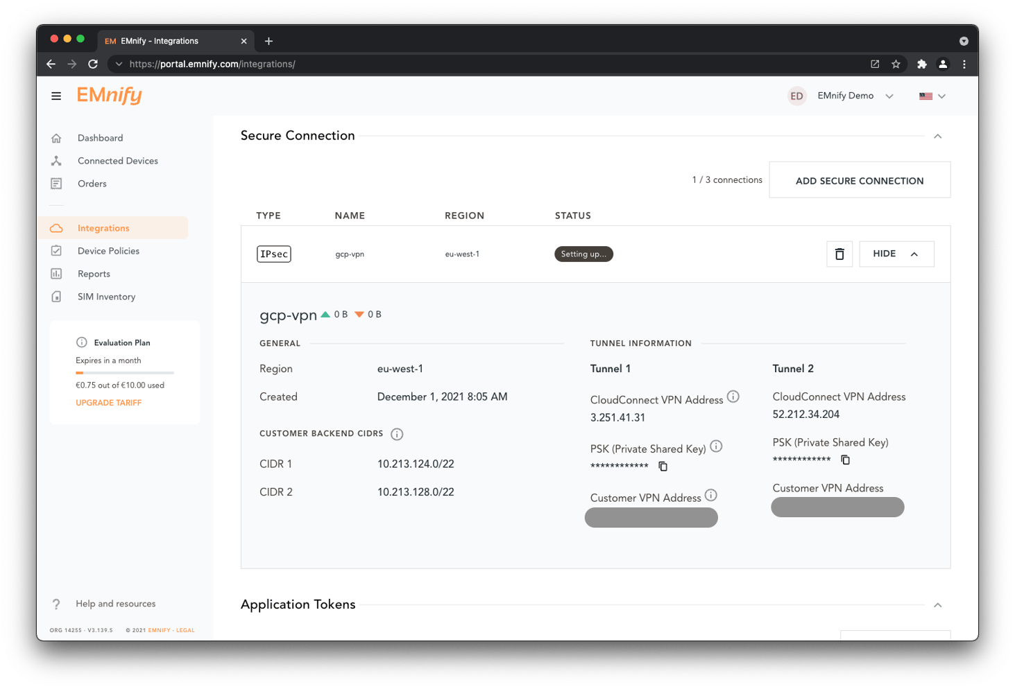 EMnify Cloud Connect Integration to GCP